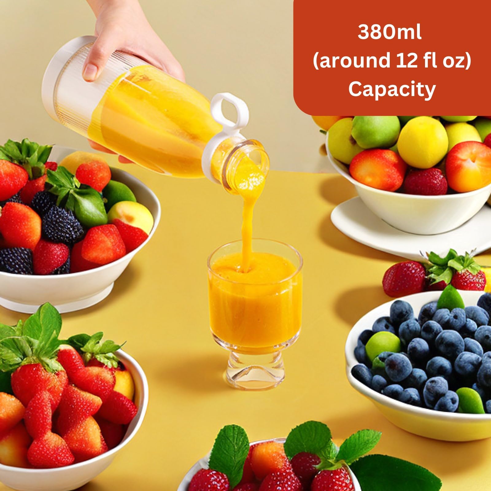 Portable Blender 2 Pack - 350 ML (12oz) Personal Size Blender for Gift - USB Rechargeable Wireless Travel Blender - Fresh Juice Blender with Stainless Steel 4 Blades Design for Shakes and Smoothies