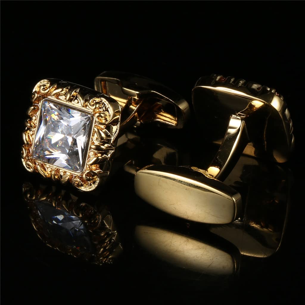 French Cufflinks Transparent Crystal Men's Shirt Cuff Buttons Cuff Nails (Color : A, Size : One Size) (A One Size)