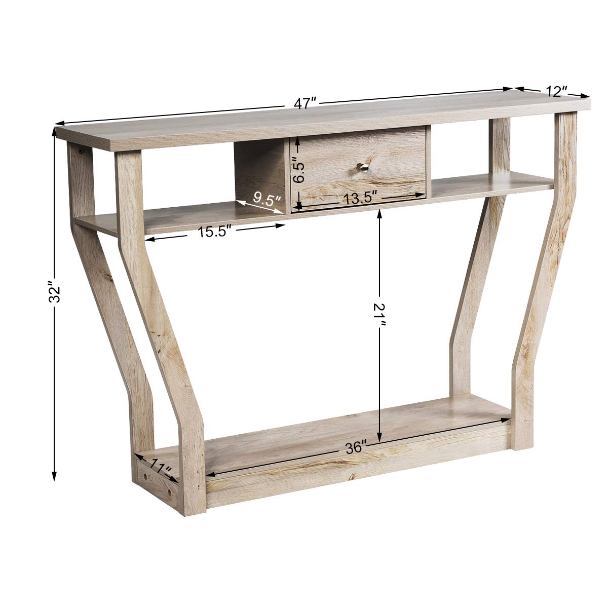 Giantex Console Table Easy Assembly Entryway Table W/Storage Drawer and Bottom Shelf, Mufti-Functional Home Furniture for Hallway, Living Room, Bedroom, Office 47 Inch Accent Hall Table (Gray Wash)