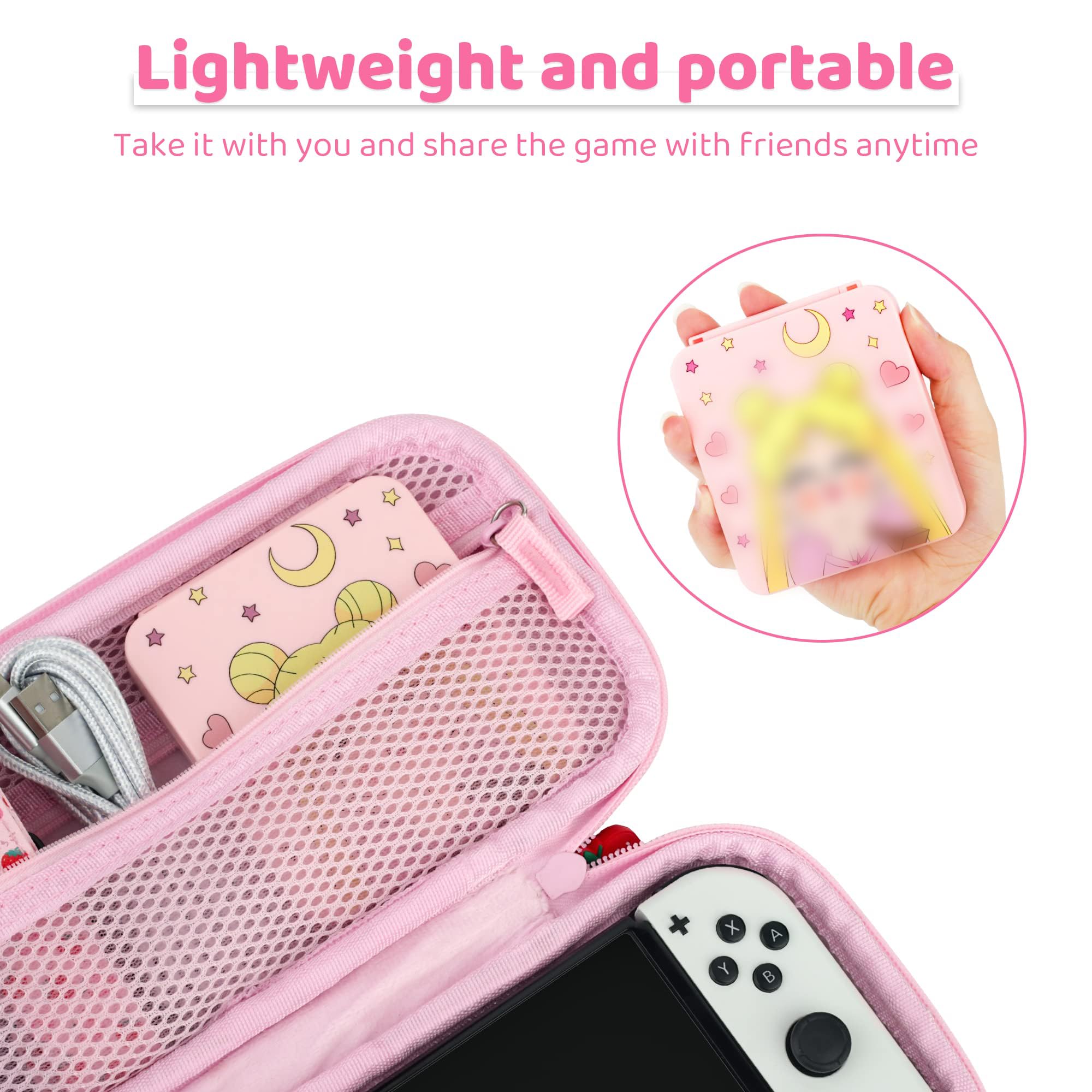 FUNDIARY 12 Game Card Slots Storage Case for Nintendo Switch and Switch OLED, Cute Girl Pattern Magnetic Game Card Holder for Switch, 12 SD Card Cartridge Case with Soft Silicone Lining