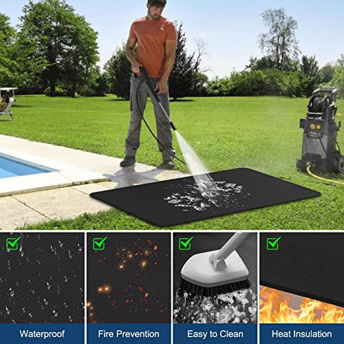 Joysup Under Grill Mat 44×25 Inch for Outdoor Grill, Fireproof Pad for Fire Pit, Flat Top, Smokers, Gas Grills and Fireplace ,Waterproof Fireproof BBQ Protective Mat for Decks、Patios and Wooden Floor
