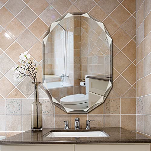 SNUGACE Single Beveled Edge Frameless Wall Mount Bathroom Vanity Mirror, 30β X 36β