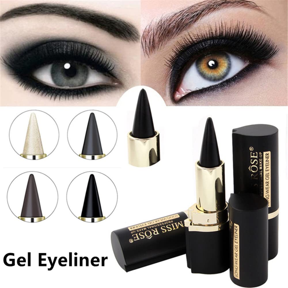 Go Ho Matte Black Gel Eyeliner Stick,Dark Black Eyeliner Gel,Creamy and Smooth Black Gel Eye Liner Makeup for Women,Easy Apply and Remove Eye Black