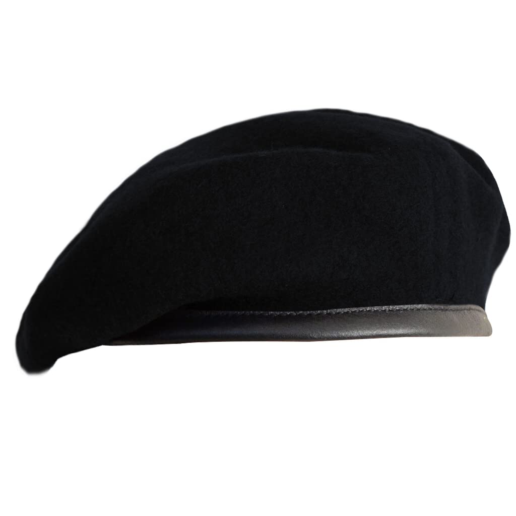 Gajaous British Military Berets for Men and Women,Wool and Leather Beret Hats,Multiple Colours Army Beret (Black,Red,Green,Navy Blue,Dark Green,Wine Red)