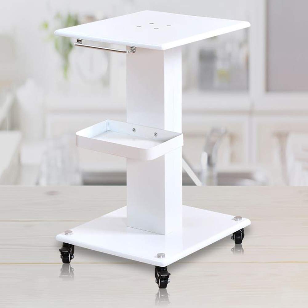 OMOONS Beauty Salon Cart Trolley White Beauty Rolling Trolley with Portable Handle, Mobile Spa Equipment Storage Utility Cart/White/46X40X70Cm