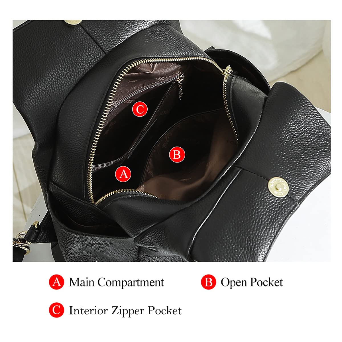 FOXLOVER Genuine Leather Backpack Purses for Women Ladies Fashion Designer Small Travel Bag Mini Daypack