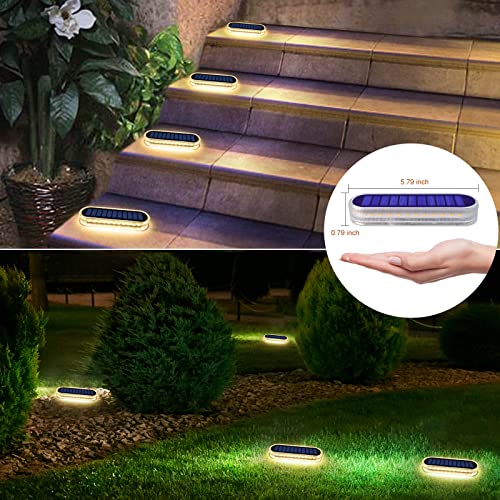 Solar Step Lights Waterproof,Warm White Deck Outdoor,Solar Fence LED,Solar for Stairs,Yard,Patio,Post,Railing,Garden,Backyard,Front Door,Pathway,Driveway,Porch(4 Pack)