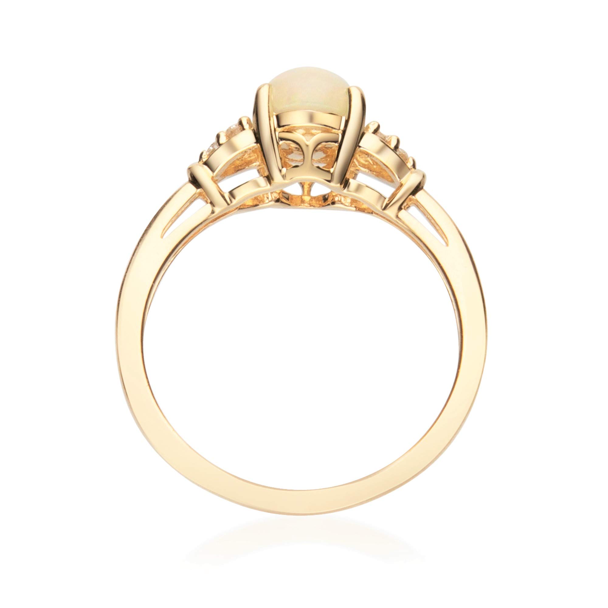 Gin & Grace 10K Yellow Gold Natural Opal Diamond (I1,I2) (Size 7) Propose Promise Ring for Women