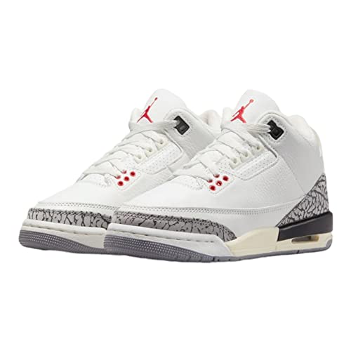 Nike Air Jordan 3 Retro White Cement Reimaged Big Kids 4.5Y, Summit White/Fire Red-black