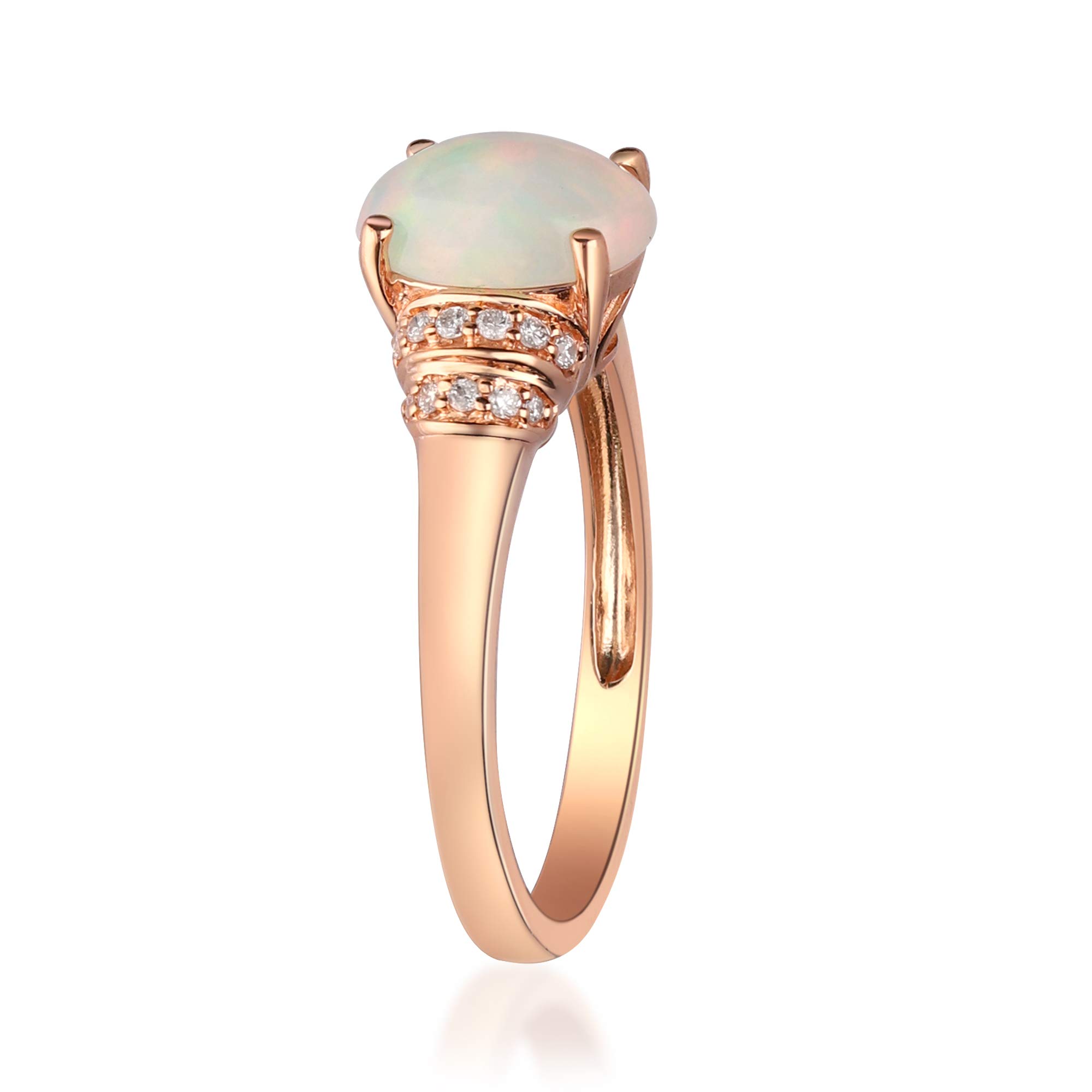 Gin & Grace 14K Rose Gold Natural Opal Diamond (SI1) Propose Promise Ring for Women
