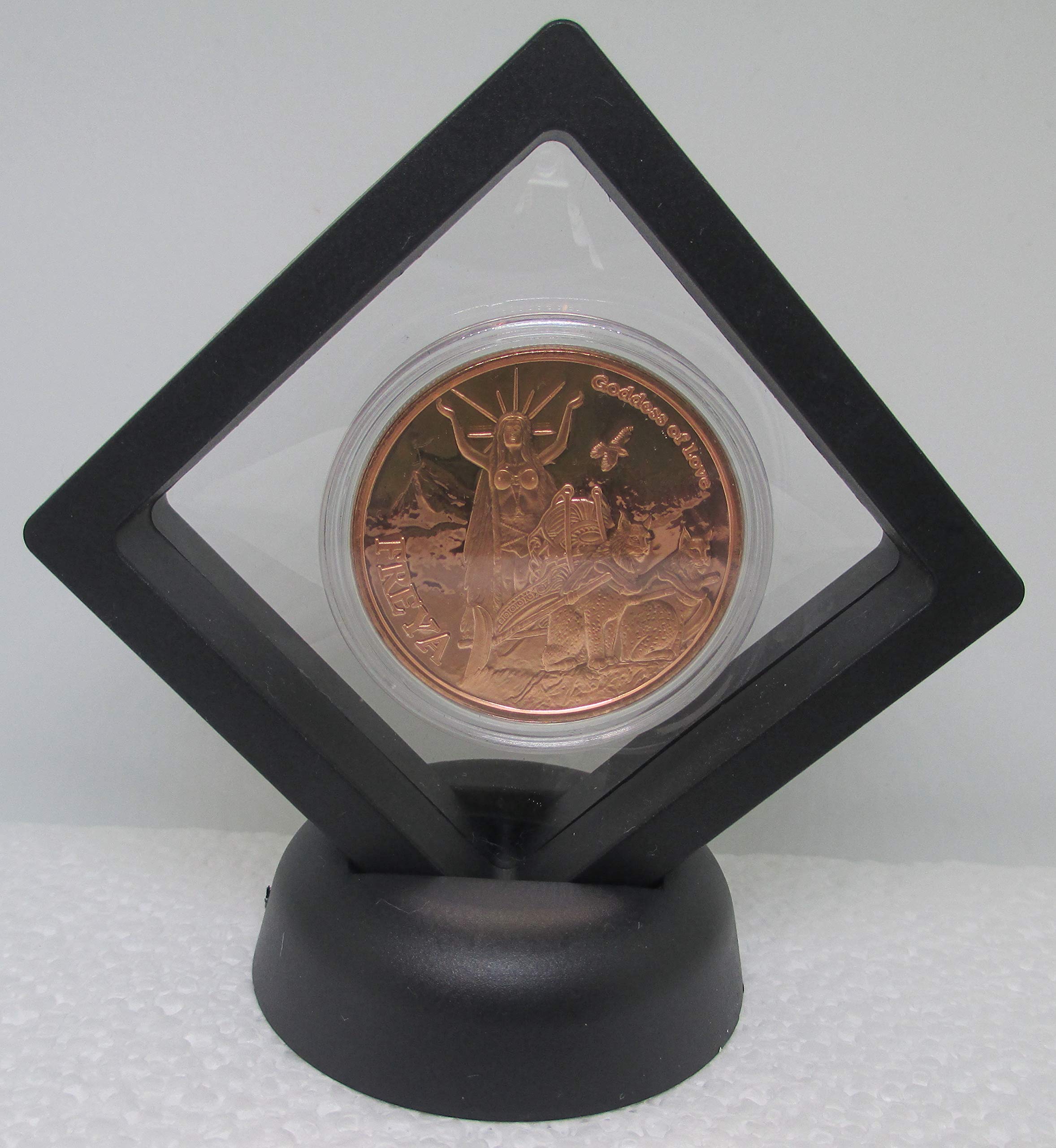 Norse Gods Series Freya - Valkyrie 1 oz .999 Copper BU Round USA Bullion Coin, Framed with Display Stand