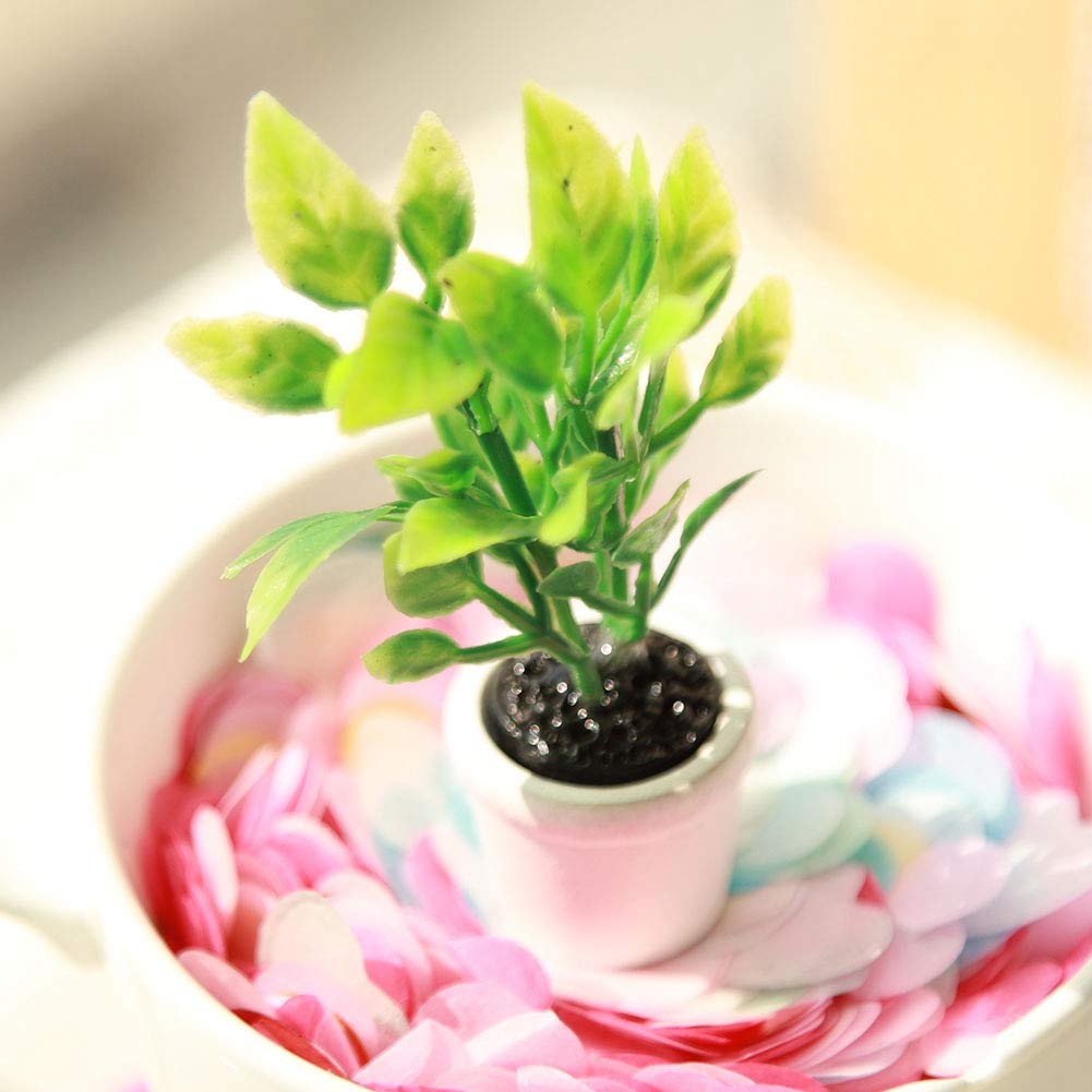 Fdit Artificial Miniature Green Plant Bonsai Fake Potted Plant Garden Decor Accessory for Home Garden Decor Regard