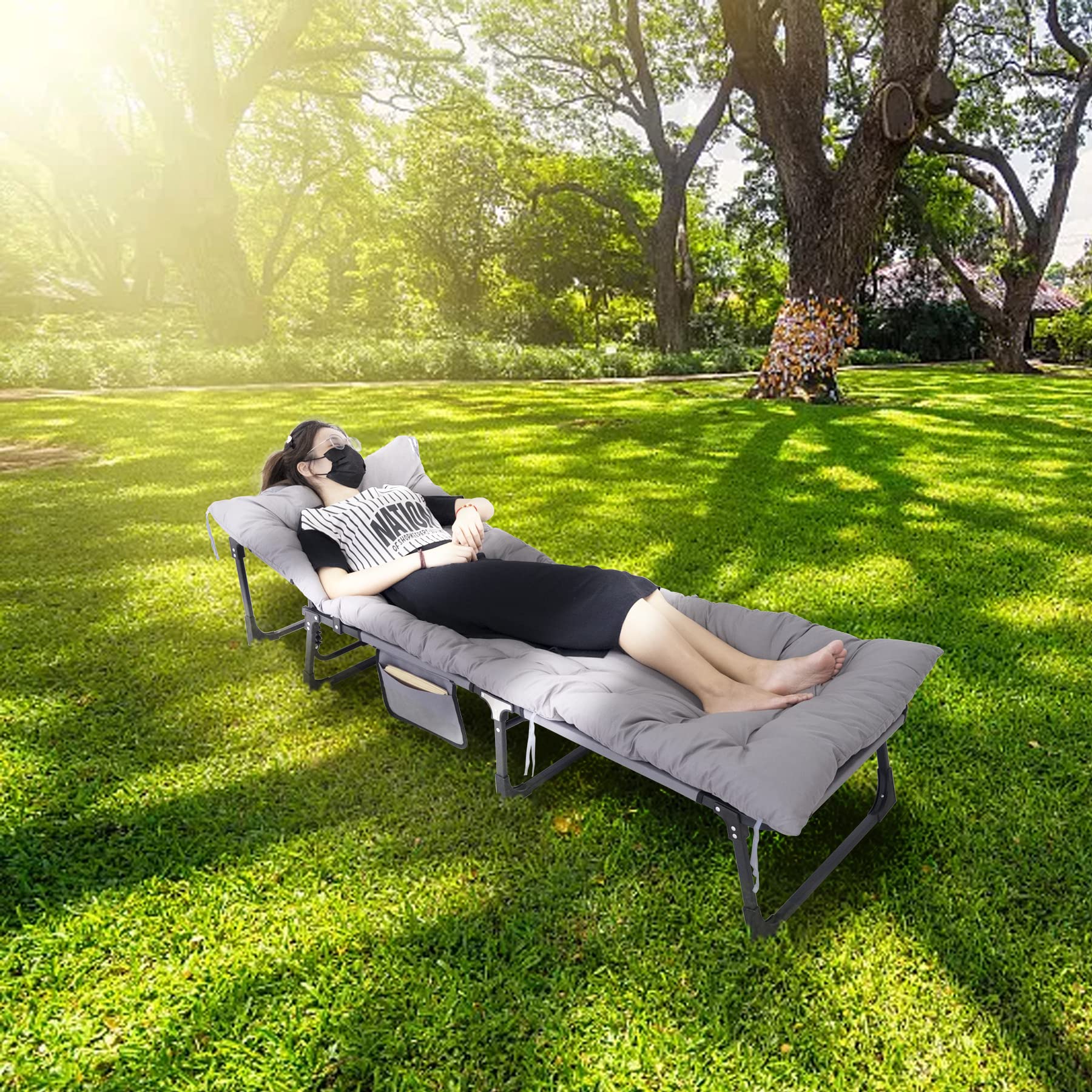 HONGBEI Camping Cot Pads for Adults, Soft and Comfortable Thick Cotton Foldable Sleeping Cot Mattress Pad for Traveling Hiking Backpacking 72.8โโx 27.6โโ
