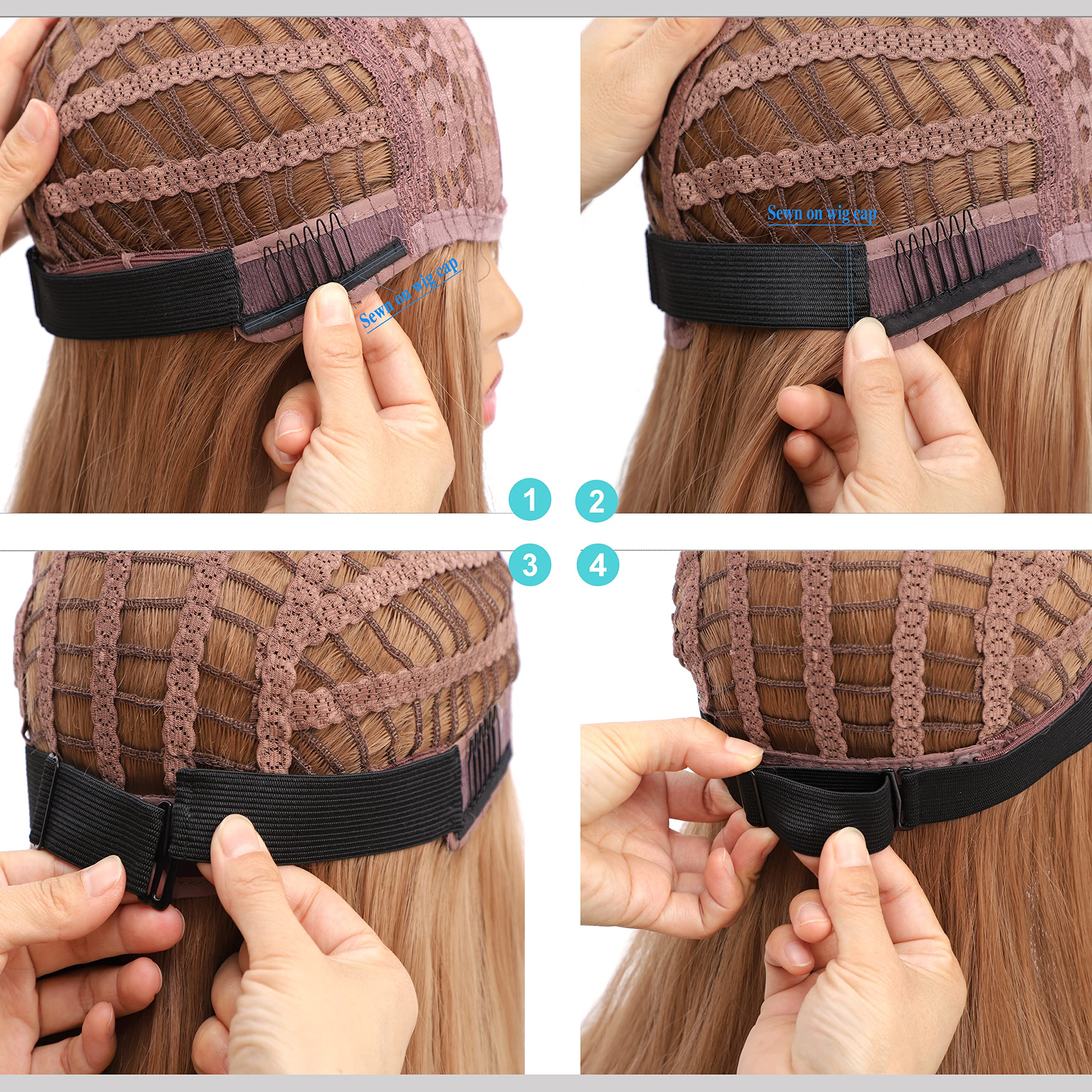 JIUSERLU 6 PCS Black Adjustable Elastic Band For Wigs,Adjustable Straps For Wigs And Making Wigs,Adjustable Wig Bands,Wig Adjustable Straps(1 * 12inch)