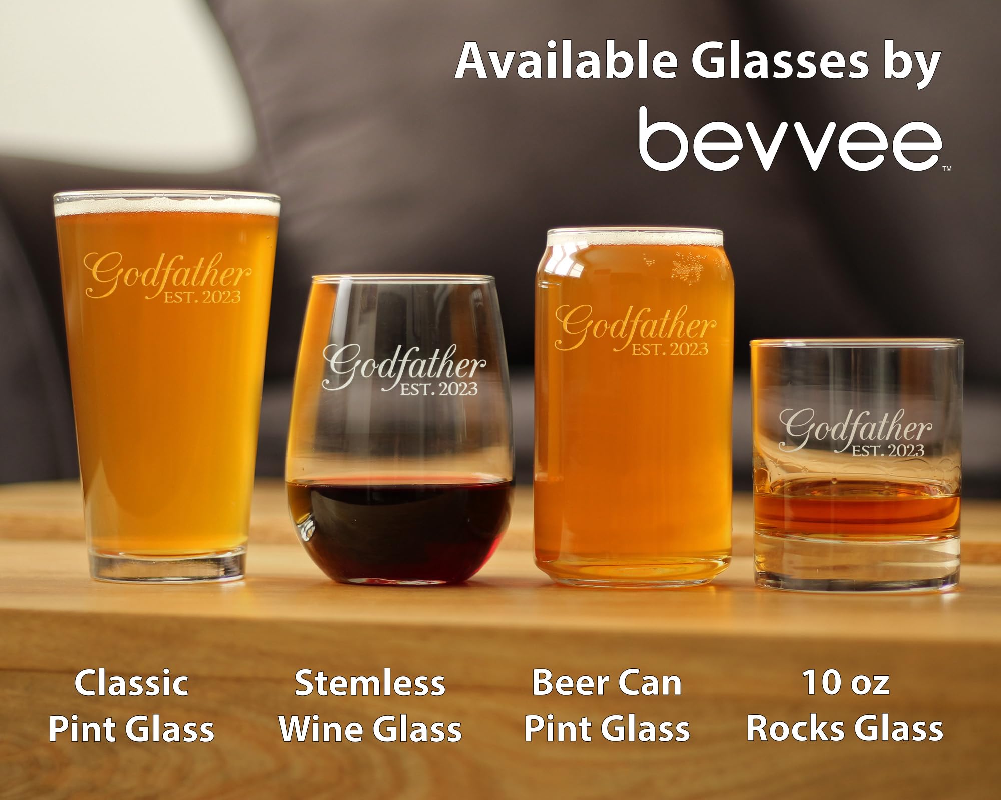 Godfather Est 2023 - New Godfather Whiskey Rocks Glass Proposal Gift for First Time Godparents - Decorative 10.25 Oz Glasses