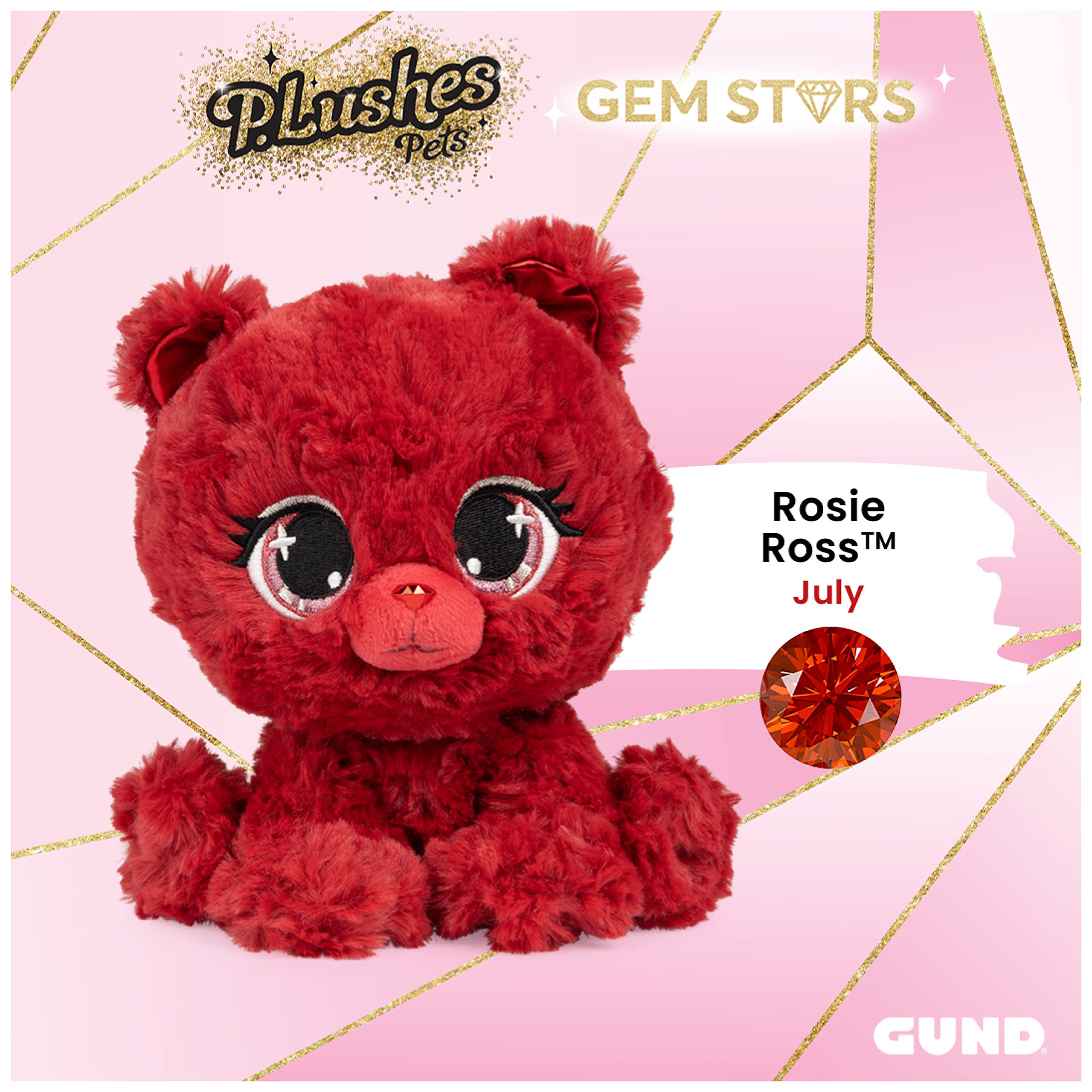 GUND P.Lushes Pets Gem Stars Collection, Rosie Ross Bear Stuffed Animal, Red, 6”
