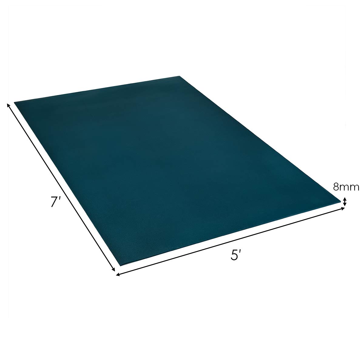 Goplus Large Yoga Mat, 7' x 5' x 8mm and 6' x 4' x 8mm with Straps, Eco Friendly Extra Thick Non Slip Barefoot Fitness Exercise Mat for Home Gym Floor Cardio Workout (Oasis Blue, 7'x5')