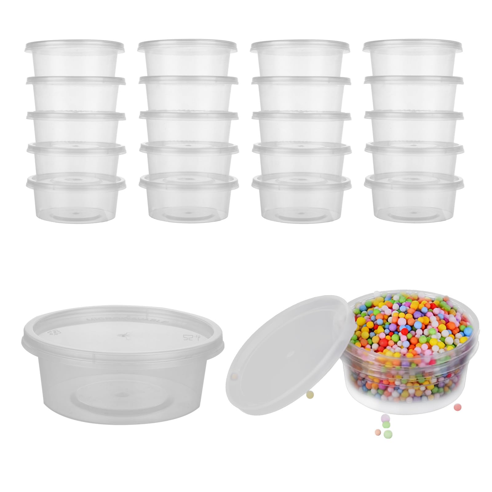 LANIAKEA 100PCS Plastic Slime Containers with Lids, 2 Oz Condiment Containers with Lids, Small Slime Containers with Lids, Jello Shot Cups for Slime Foam Ball Storage