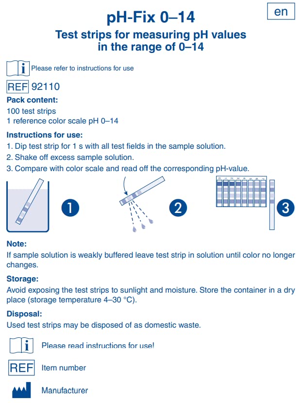 Macherey-Nagel, 92110, pH-Fix 0.0-14.0, 100 Strips/pk