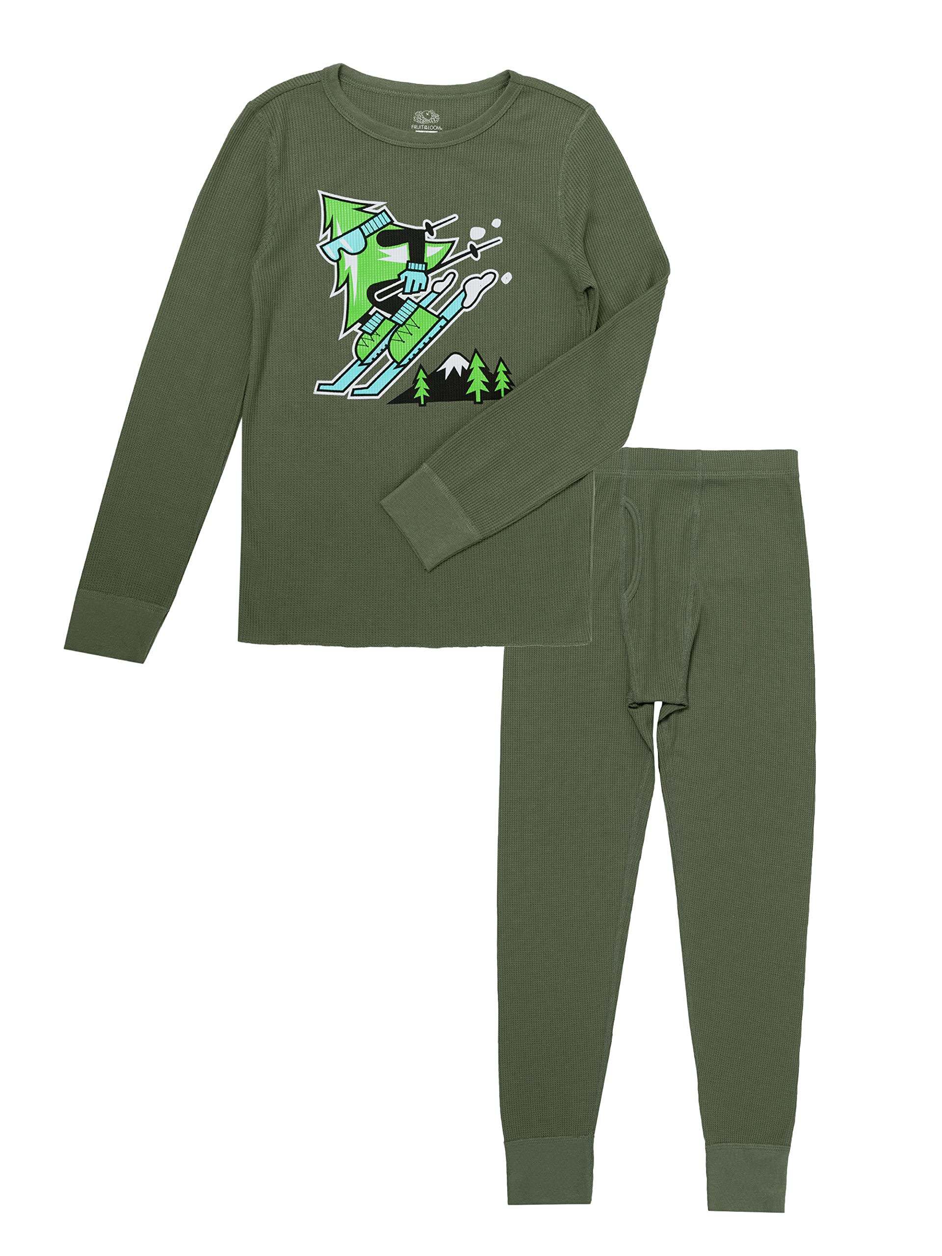 Fruit of the Loom Boys' Mini Waffle Thermal Underwear Set, Royal, 4/5