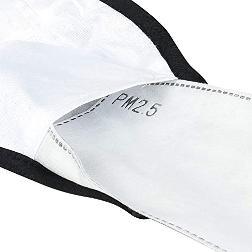 ililily Black Cotton Washable Nose Wired Face Mask Filter Pocket Wide Cover With Filter (Black)