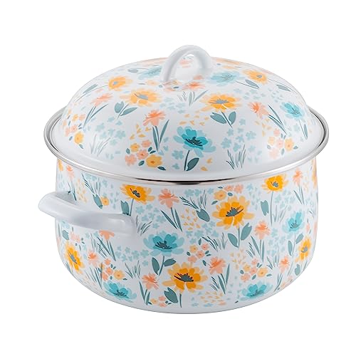 McSunley 6 Quart Porcelain Enamel Dutch Oven, Floral