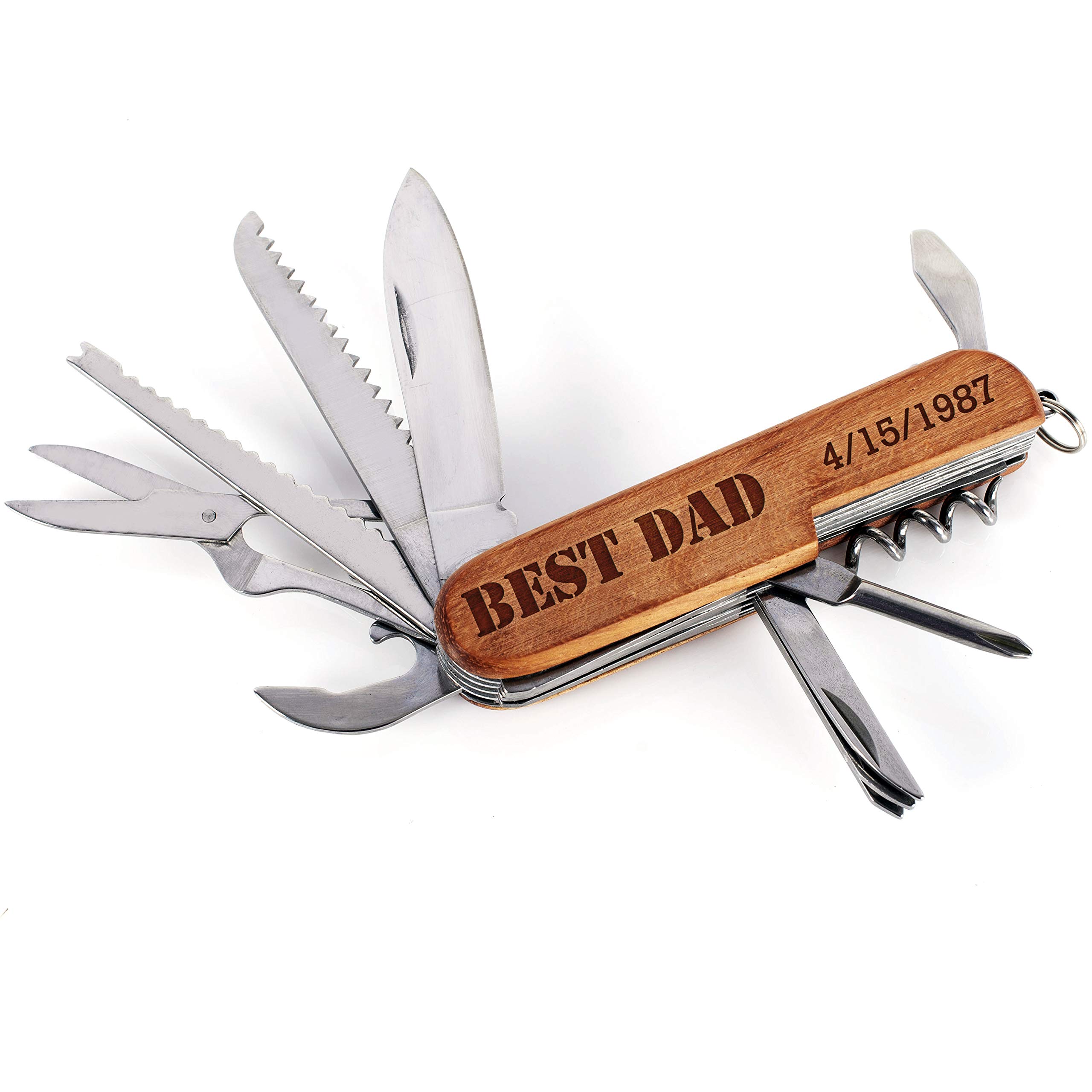 Set of 6, Personalized Pocket Knife - 8 Function Multi-tool Custom Engraved Pocket Knives - 12 Fonts - Groomsman Gifts for Wedding, Bachelor Party - Groomsmen Proposal Gifts