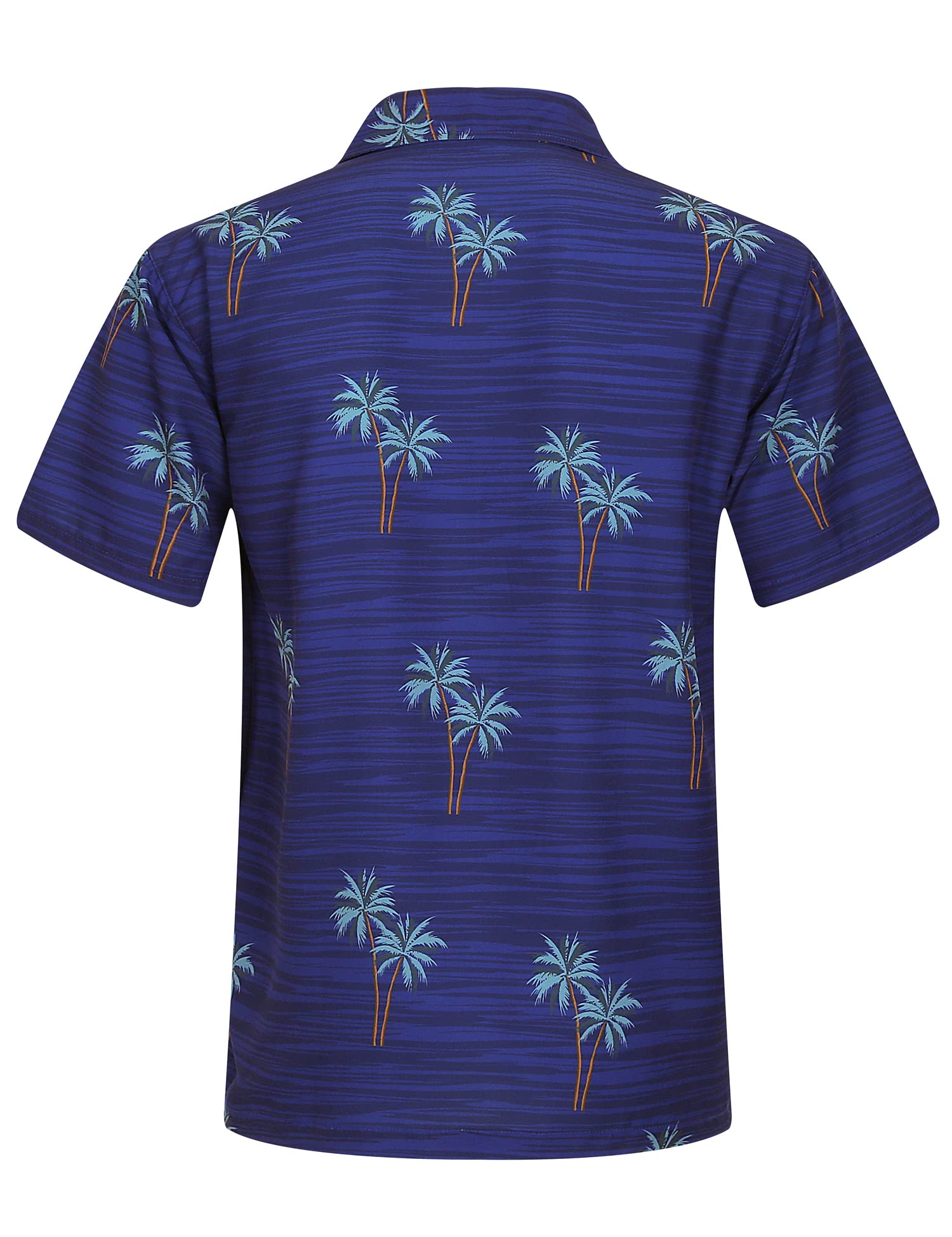 ELETOP Men's Hawaiian Shirt Quick Dry Tropical Aloha Shirts Beach Holiday Casual Shirts Blue F091 M