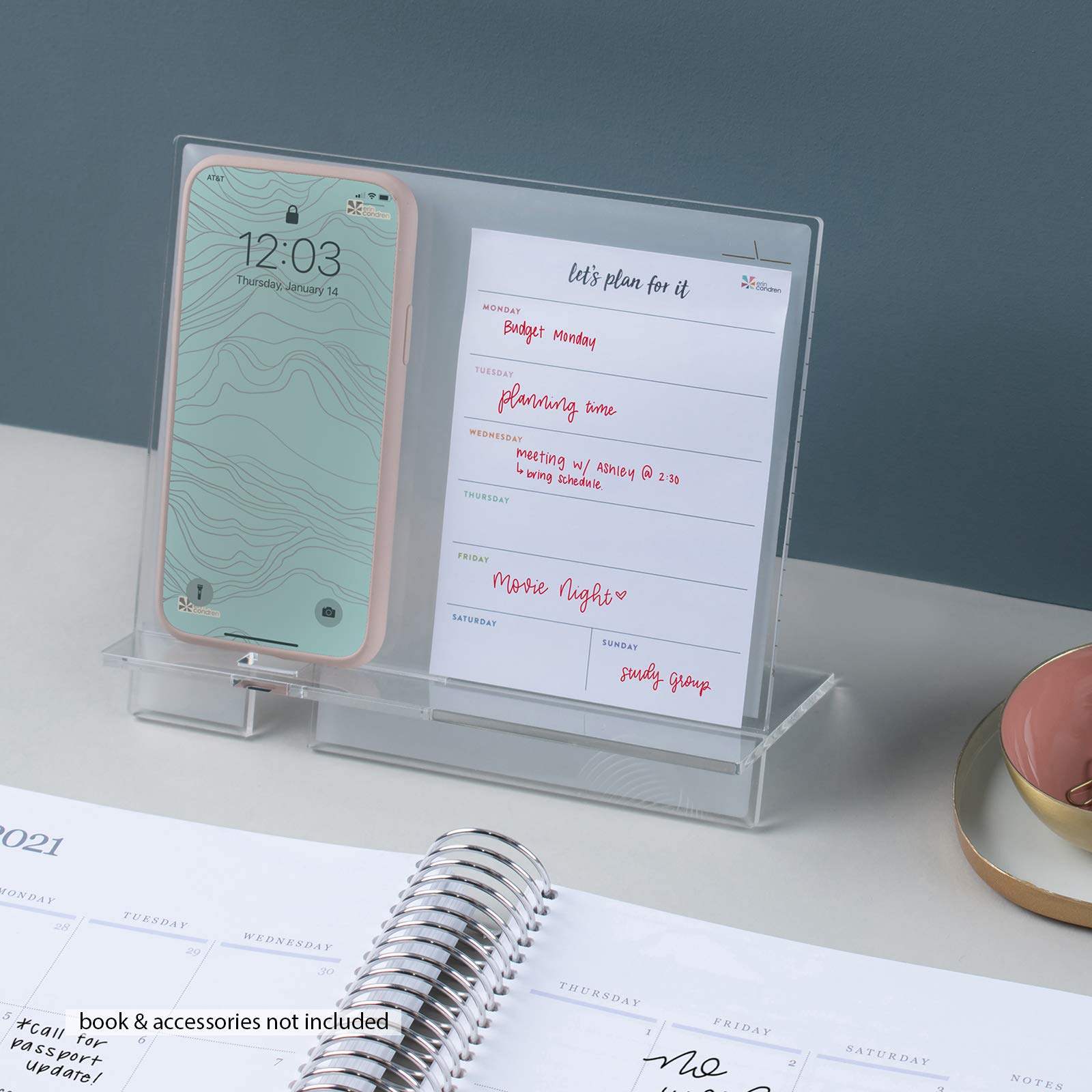 Erin Condren Weekly Sticky Notepad - 3.85" x 5.25" Adhesive Weekly Schedule Pad Fits Erin Condren Desk Stand, 7 Daily Sections, 20 Sheets for 20 Weeks of Planning