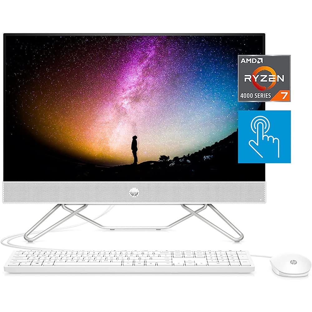 HP 318F1AA#ABA 24 inch All-in-One Desktop AMD Ryzen 7 5700U, 16 GB RAM, 256 GB SSD & 1TB Hard Drive Bundle with Microsoft 365 Personal 15 Month Subscription