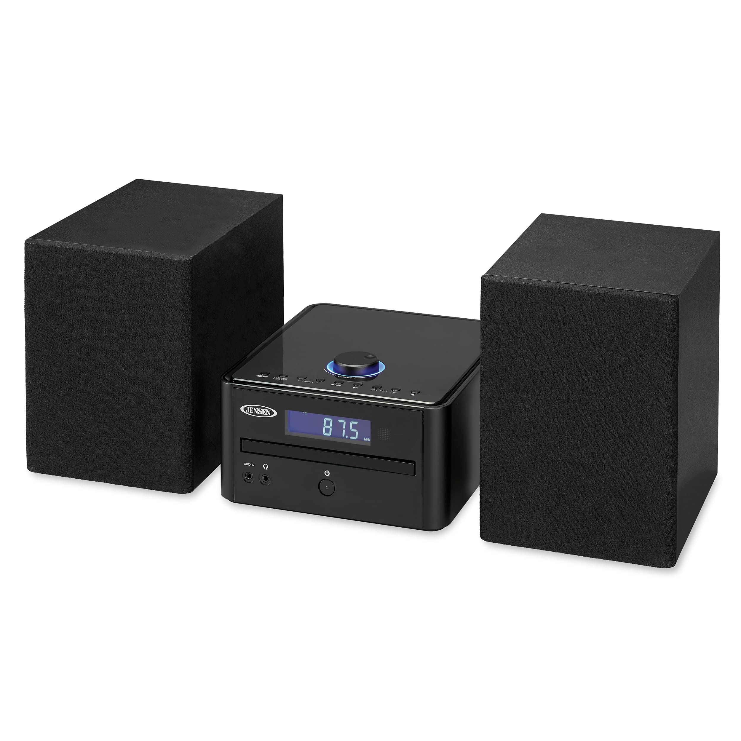 JENSEN JBS-210 JBS-210 3-Piece Stereo 4-Watt-RMS CD Music System with Bluetooth, Digital AM/FM Receiver, 2 Speakers, and Remote