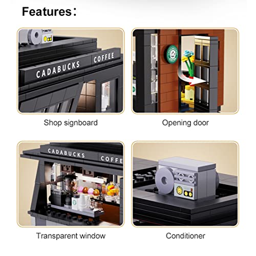 LOADS Coffee House Building Sets with LED Lighting Kit, House Building Blocks Architecture Model Assembly Toy for Adults Kids, Compatible with Lego (765 Pieces)