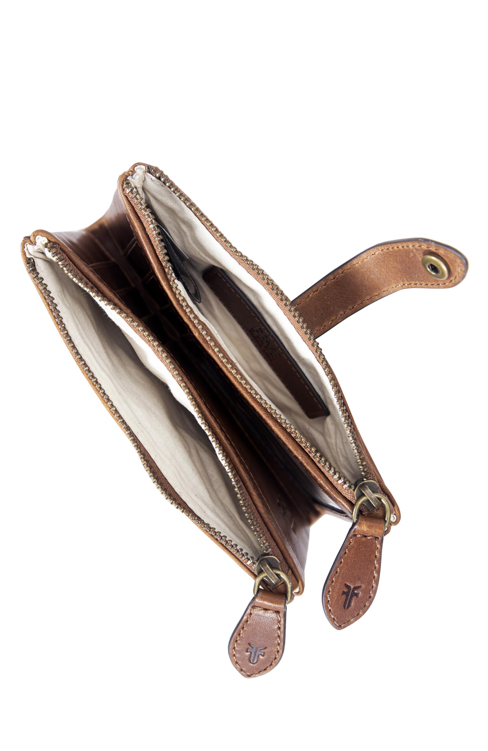 Frye Women's Melissa Double Zip Wallet, Cognac, One Size