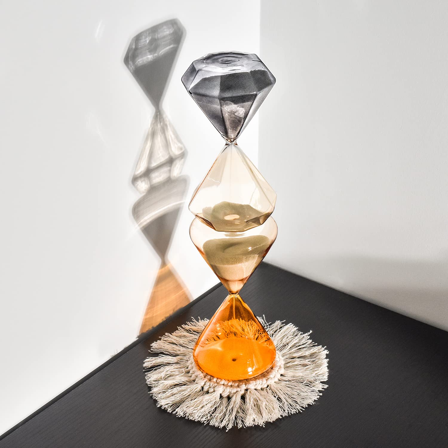 Hourglass Sand Timer Hour Glasses with Sand 15 Minutes & 30 Minute Hourglass Sand Clock Set of 2,Orange Hour Glasses Decorative Sand Watch for Yoga,Study Timer, Large Desk Timer Game,Office,Kitchen