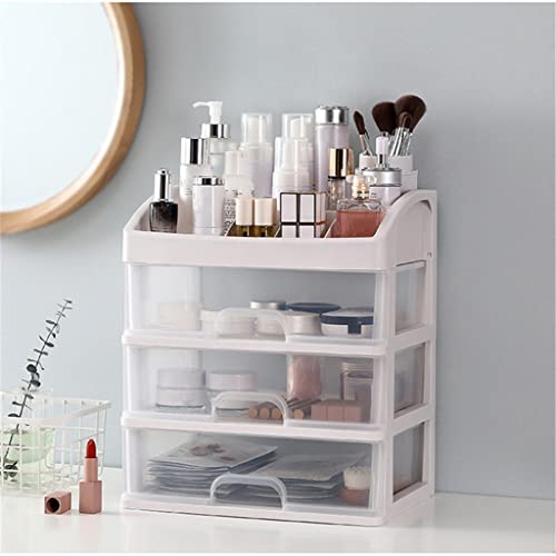 PDGJG Desktop Storage Box Cosmetics Multi-layer Drawer Type Household Dust-proof Storage Box Simple And Transparent Finishing Rack ( Color : D )