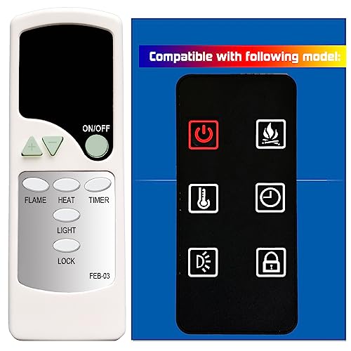 GENGQIANSI Replacement for Febo Flame Electric Fireplace Heater Remote Control ZHS-36-A 15IN-36-095 F15-C-029-088