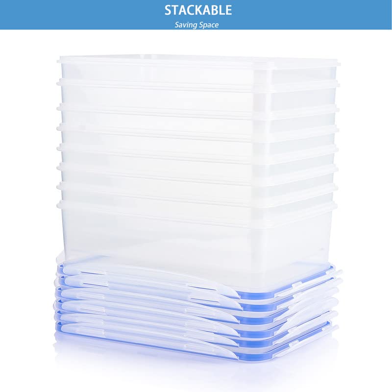Tauno Plastic Food Storage Containers with Airtight Lids, 7.6 Cup Food Prep Containers for Kitchen and Pantry Organization, Reusable and BPA Free Lunch Boxes, Microwave/Dishwasher/Freezer Safe, 6 Pack