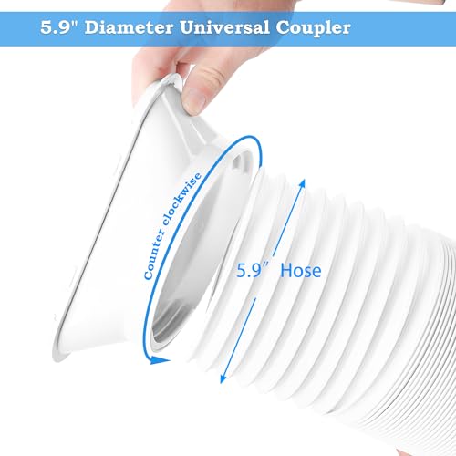 Humhold Portable Air Conditioner Window Vent Kit,4 Packs PVC Seal Panel, Max Adjustable Length 65 Inch, 5.9" Diameter Coupler, Universal Portable AC Duct Kit for Sliding Vertical & Horizontal Window