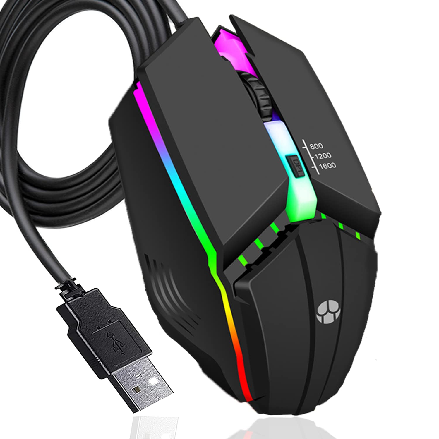 Gaming Mouse - USB Wired LED Large Dragon Gamer mice Rainbow RGB Lightning Effect