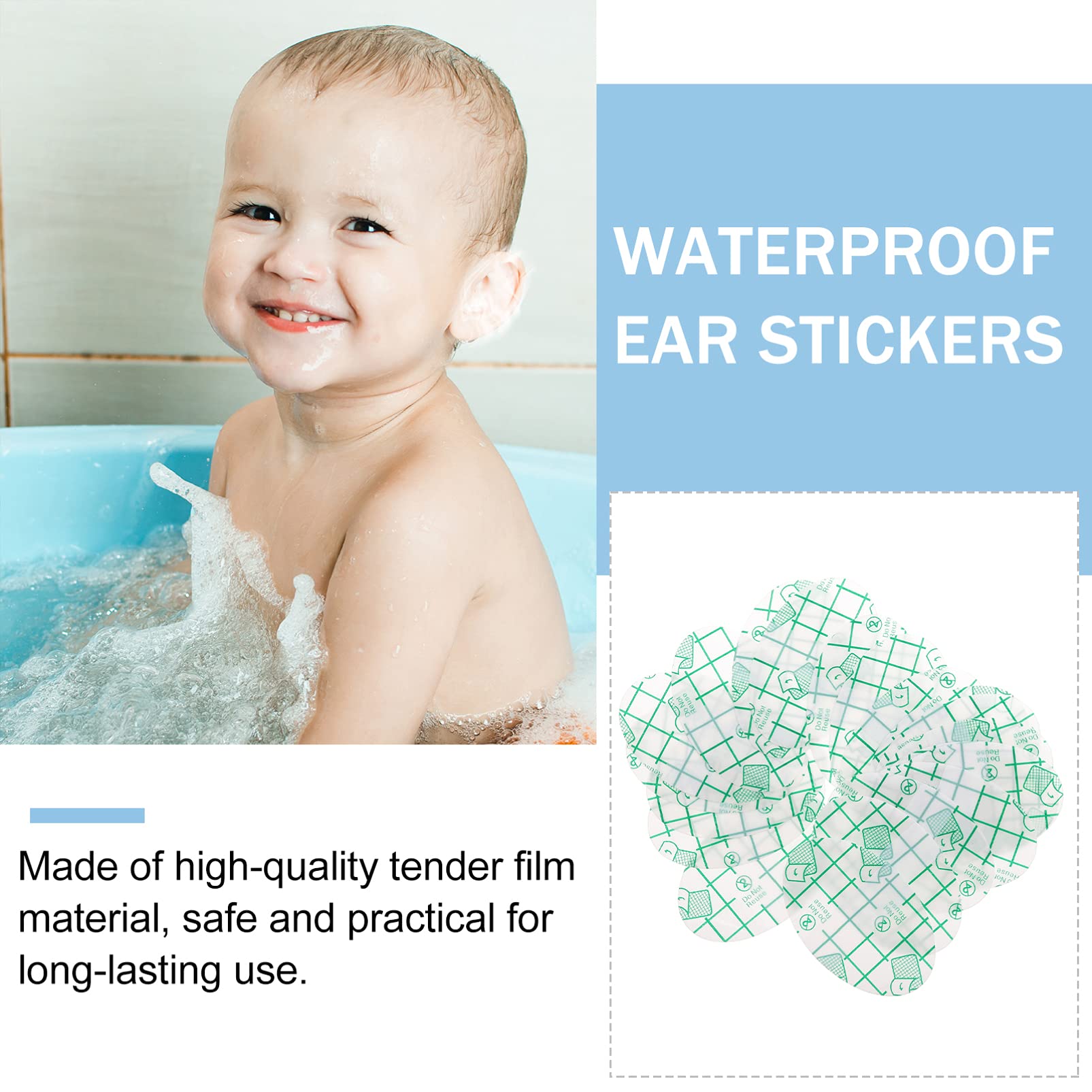 Healeved 60 Pieces Ear Stickers Disposable Ear Covers for Shower Baby Ear Protectors Ear for Bathing Swimming