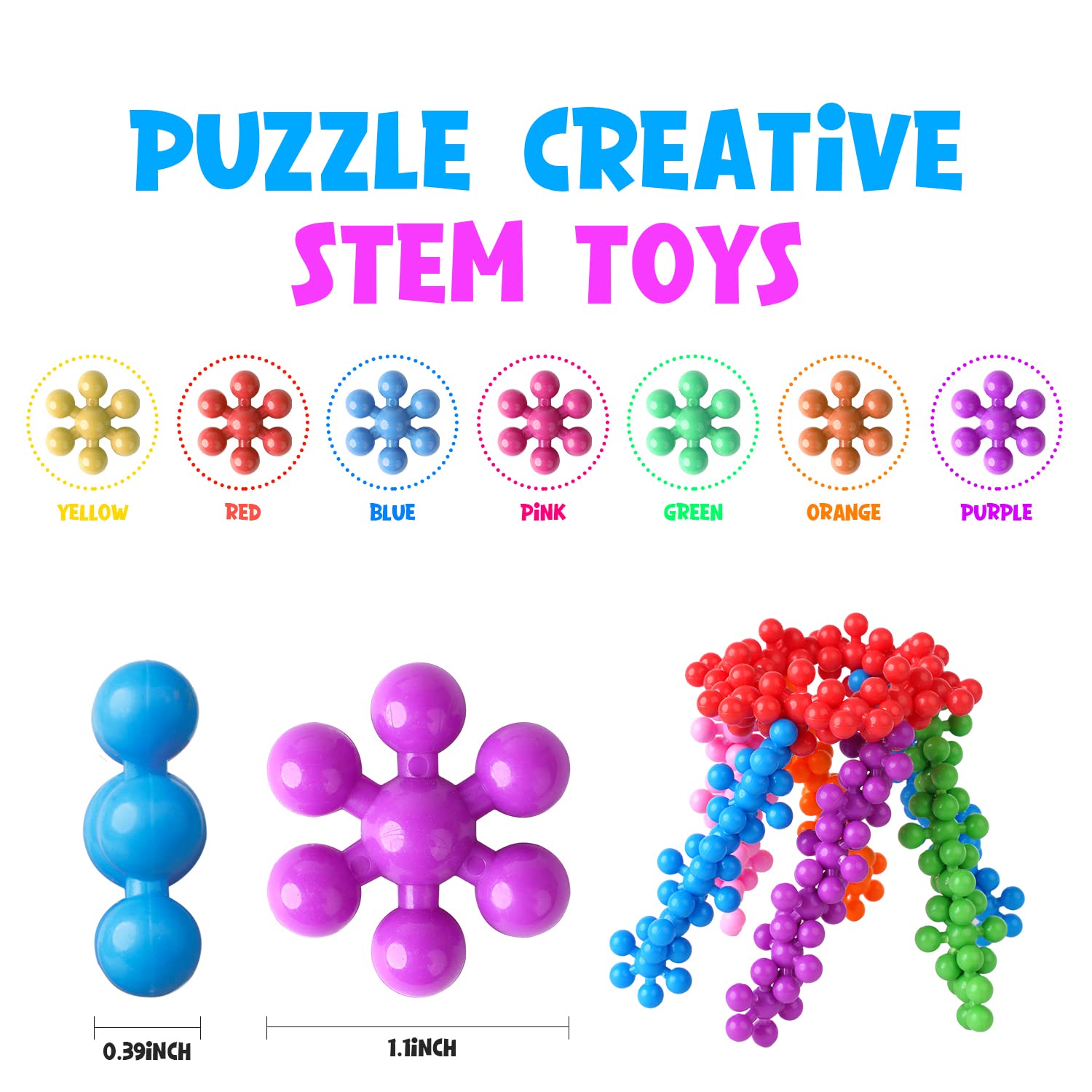 Guteauto 300 Pieces Building Blocks Kids STEM Toys - Educational Building Toys Discs Sets Interlocking Solid Plastic with Storage Box for Preschool Kids Toddlers Boys Girls Aged 3+