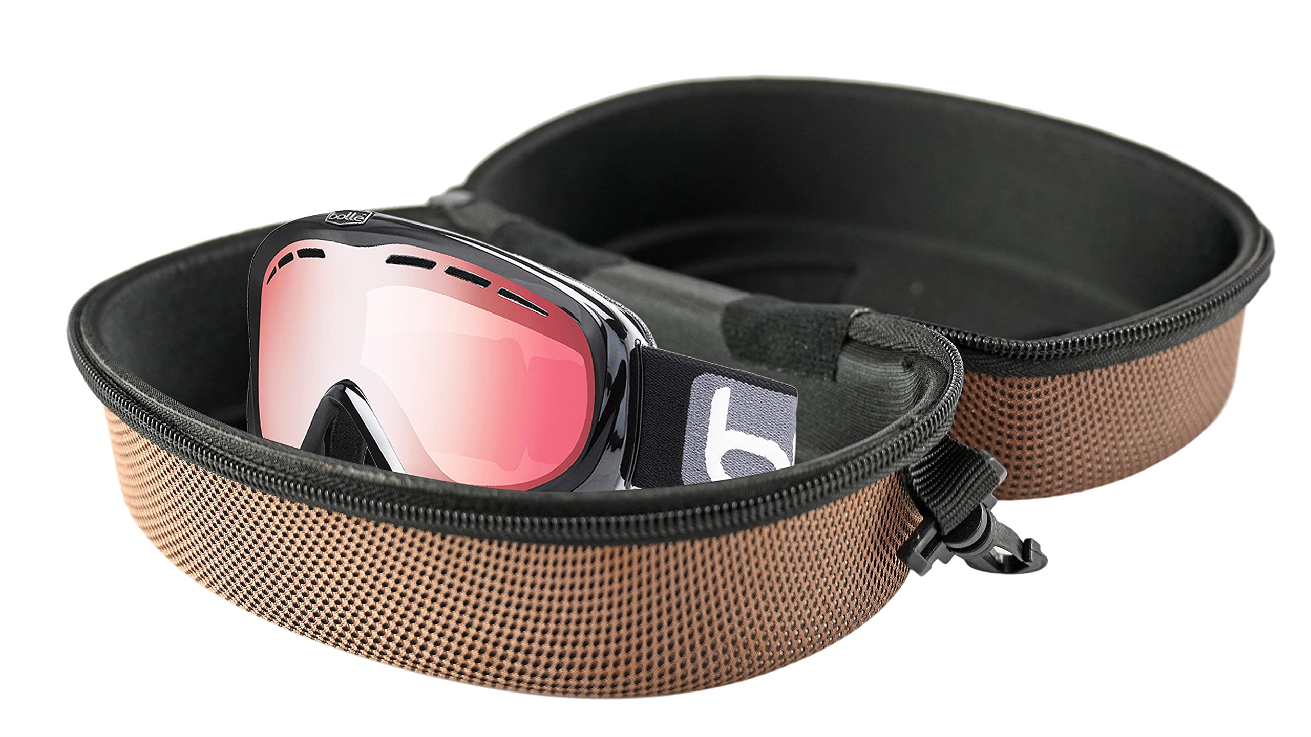 Home-X Sport Goggles Case, Snow Goggles Holder, Safety Glasses Case for Men and Women, Zippered Hard-Shell Glasses Case, 8" L x 4 ¾” W x 4" H, Gray