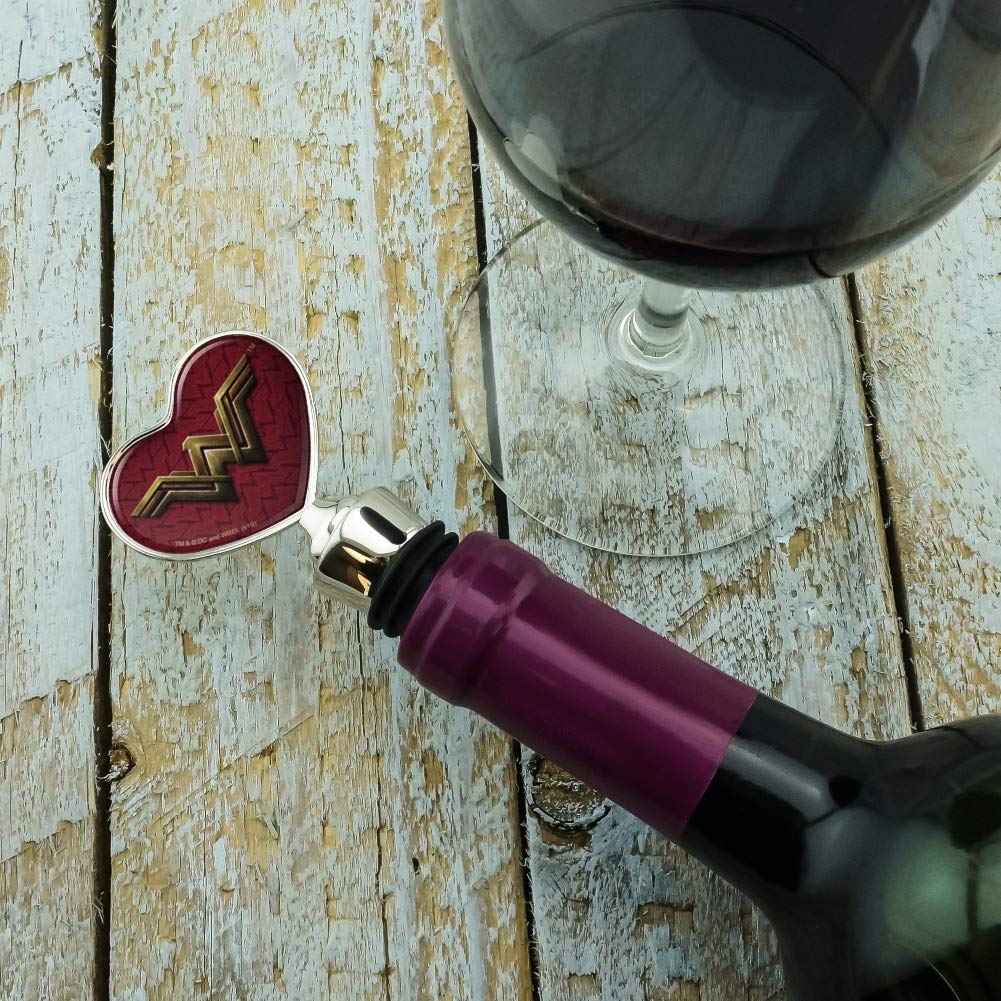 Justice League Movie Wonder Woman Logo Heart Love Wine Bottle Stopper
