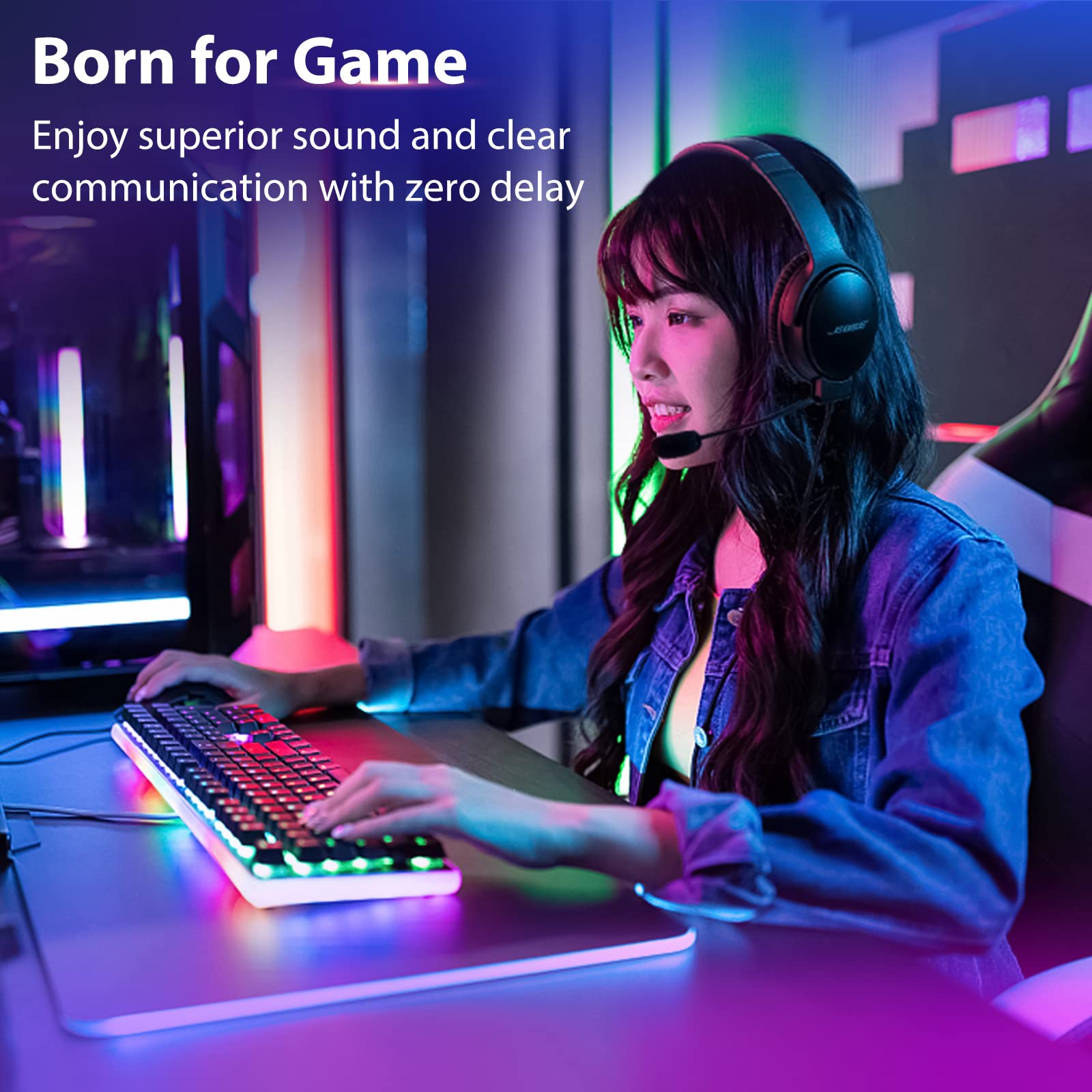 FULAIM Boom Microphone Cable Compatible with Bose QuietComfort 45 (QC45) Headphones with Volume Control & Mute Switch for PC, Laptop, PS4 PS5 Xbox One Controller