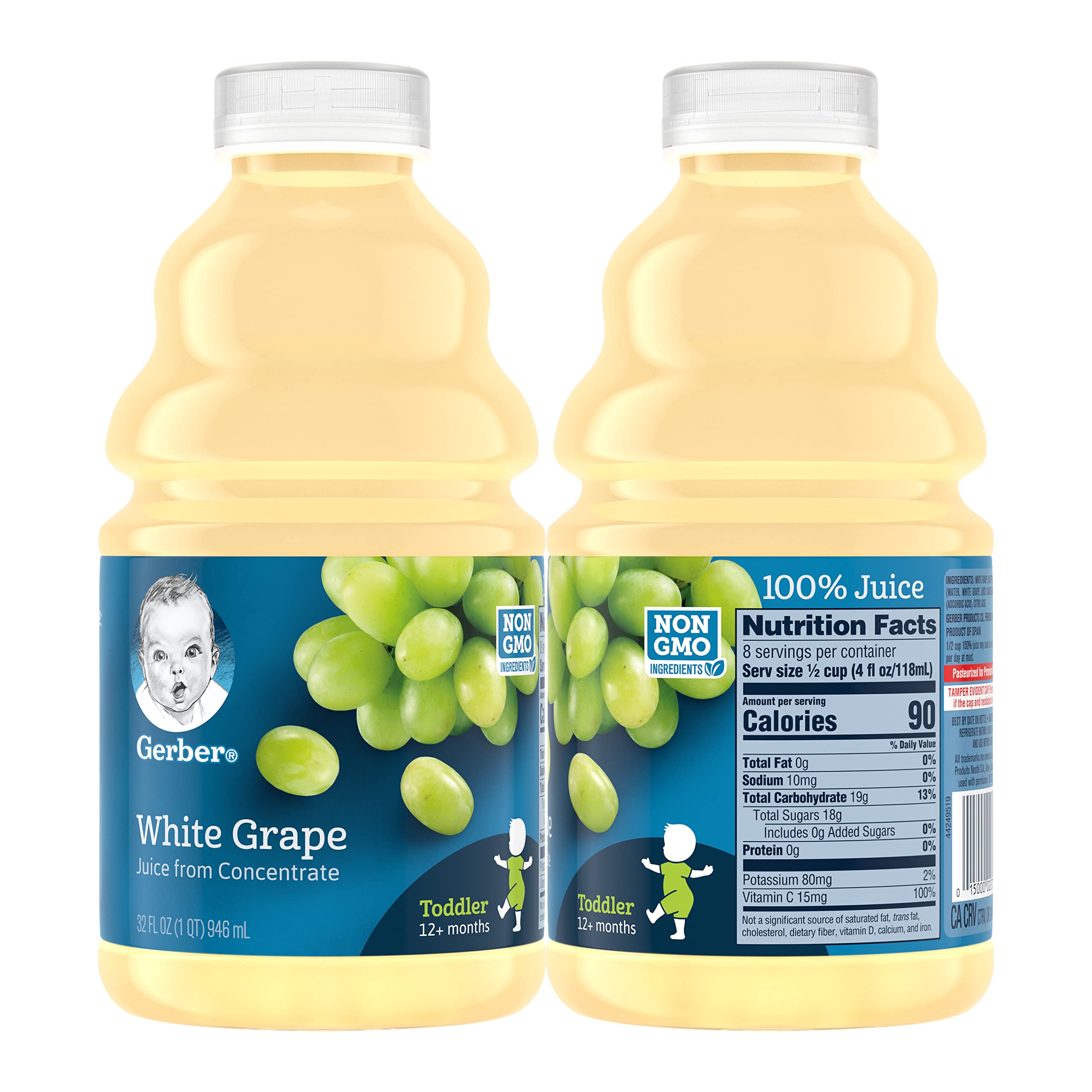 Gerber Toddler Juice Variety Pack, Apple, Pear, White Grape, and Strawberry Kiwi, 32 Oz (Pack of 4)