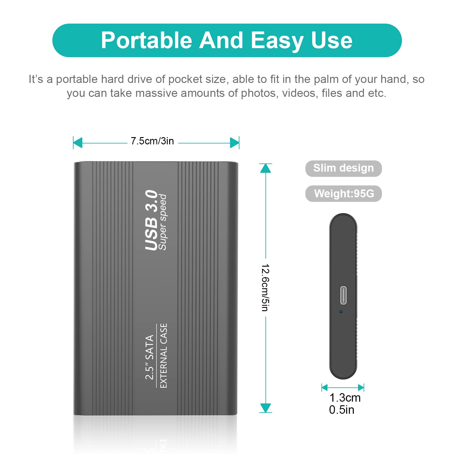 OTCPP 2TB External Hard Drive HDD USB3.0 External Hard Drive for PC, Mac, Desktop, Laptop, MacBook, Chromebook, Xbox One, Xbox 360 (2TB, Red)