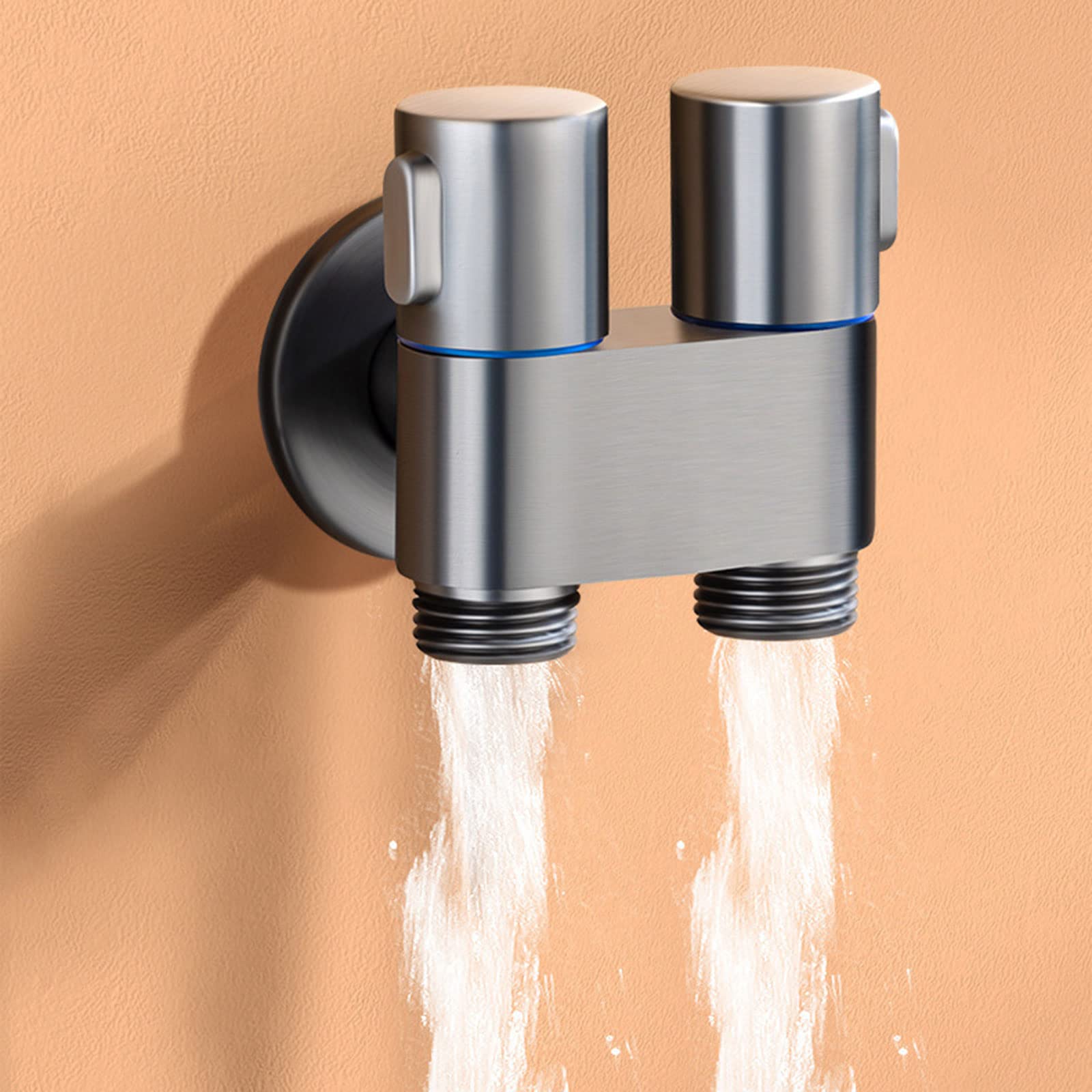 Nawwgy Brass 3-Way Filling Angle Wall Mount One Into Two Out Water Toilet Faucet Bidet Sprayer for Bathroom Accessories, Gray