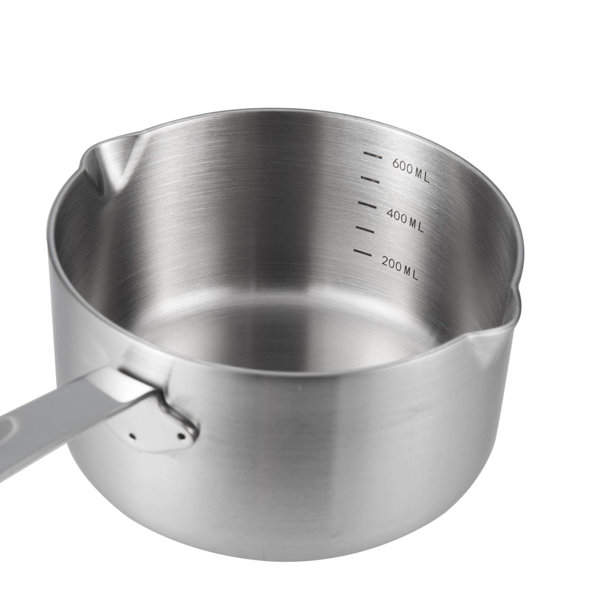 IMEEA Milk Butter Warmer Mini Butter Melting Pot Coffee Maker with Dual Pour Spout 18/10 Tri-Ply Stainless Steel (20oz/600ml)