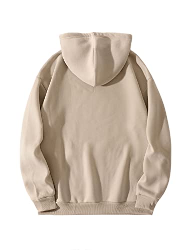 SOLY HUX Men's Letter Print Graphic Hoodies Drawstring Long Sleeve Pocket Casual Pullover Sweatshirt… Apricot Graphic M