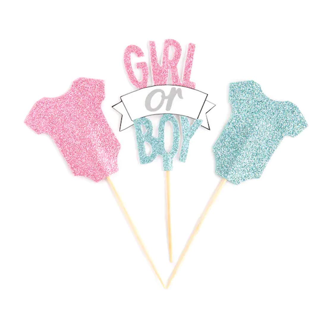 Glittery Gender Reveal Treat Toppers by Celebrate It